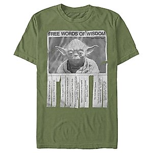 STAR WARS Men's Yoda Words of Wisdom T-Shirt - Military Green - Large