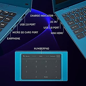 Azeyou Newest 14.1" Thin Light Business Student Laptop Computer, up to 2.8GHz Celeron N4020 Processor, 4GB DDR4 RAM, 64GB Storage, 2MP Webcam, WiFi, Bluetooth, Windows 11 Laptop Blue