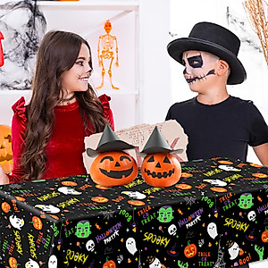 3Pcs Halloween Tablecloth Plastic Spooky Tablecloth Rectangle Spider Web Table Cloth Ghost Table Cloth Halloween Table Decorations Scary Tablecloth Horror Table Cloth Pumpkin Tablecloth