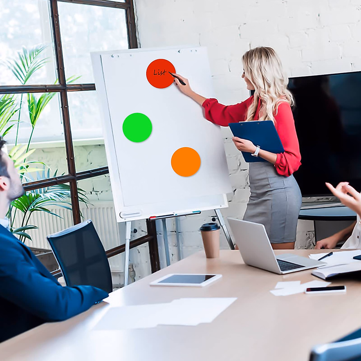 HOXHA 40Pcs 6 Inch Dry Erase Dots Circles, 10 Colors Removable Line Up Spots Set for Classroom Floor, Office, Home Table & Desk