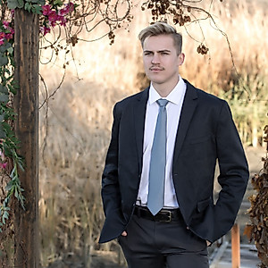 JNJSTELLA Men's Classic Solid Color Tie Dusty Blue