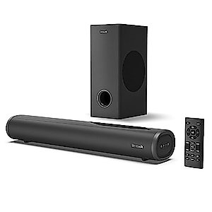 littoak Soundbar with Subwoofer, 2.1 soundbar for TV, PC Gaming, Home Audio, Bluetooth 5.0/HDMI ARC/Optical/AUX/USB Connection, Bass Adjustable, Wall Mountable, Remote Control, 16 Inch