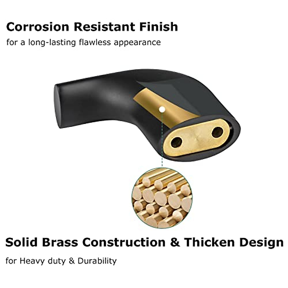 PARLOS Brass Towel Hook, Wall Mounted Coat Hook, Matte Black Single Robe Hook for Bathroom, Demeter 2101104