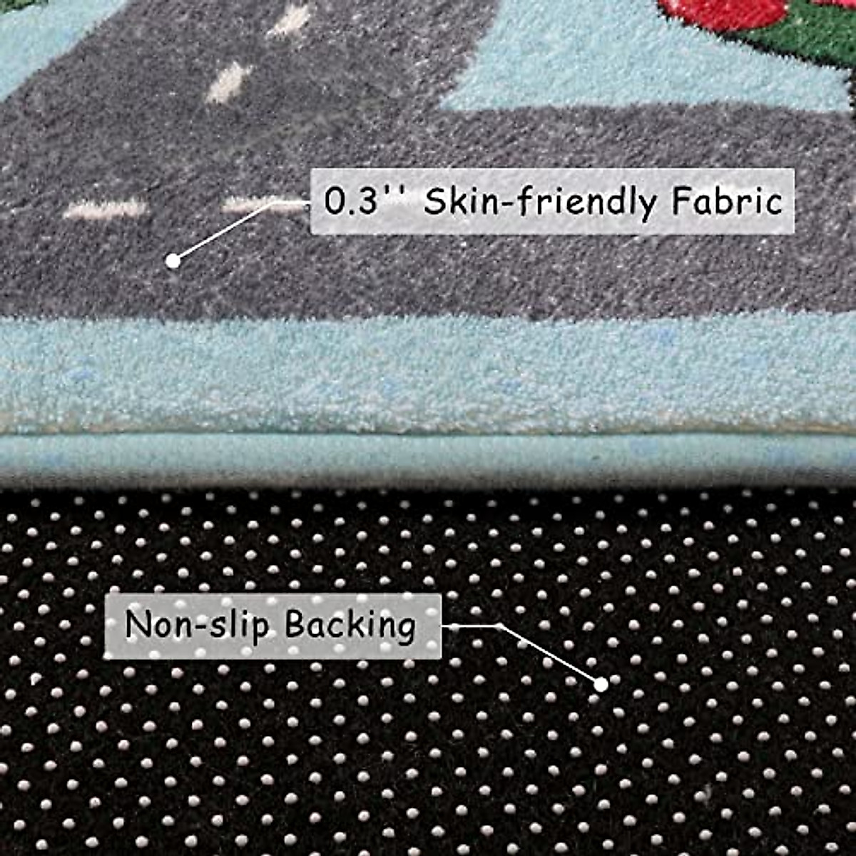 LIVEBOX Soft Kids Rug 4'x6' Carpet Play Mat for Baby Boys Girls, City Life Road Traffic Playroom Rug for Playing Cars Toys, Educational Nursery Rug for Children Bedroom Kids Room