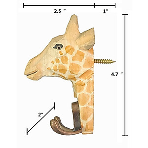 MAGIC WOOD 2PCS Natural Wooden Hooks Animal Creative Wall Mounted Art Décor Hat Coat Towel Hanger Gift (Tiger)