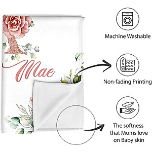 Honestchi Floral Personalized Baby Blankets for Girls - Custom Baby Girl Blanket - Customized Baby Gifts with Name - Soft, Lightweight & Giftable