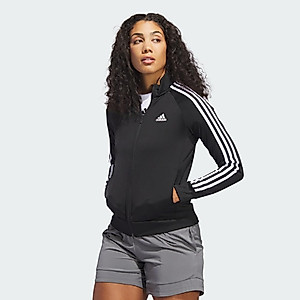 Adidas Women's Plus Size Essentials Warm-Up Slim 3-Stripes Track Top, Black, 3X