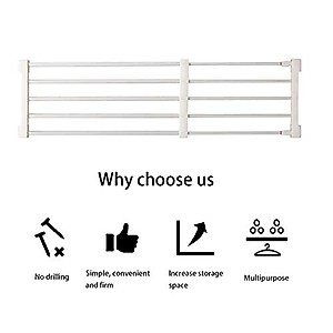 TabEnter Adjustable Shelf Organizer Expandable Closet Shelf and Rod with No Drilling for Wardrobe Cupboard Kitchen Bookcase (18.2" - 29.5")