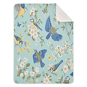 Kigai Floral Bird Pattern Baby Blanket for Boys Girls, Swaddle Blankets Soft Cozy Nursery Receiving Blankets Travel Blanket Throw Blankets for Toddler Newborn, 30 x 40 Inch