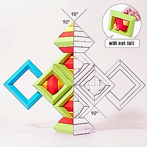 2023 Pyramids Stacking Blocks, Montessori Toys, Creative Building Pyramids Stacking Blocks Educational Toys, Building Blocks Stacking Educational Toys STEM Sensory Toys Gifts for Kids Age 1-5 (60PCS)