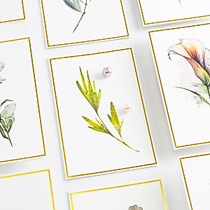 Crisky 50 Floral Greeting Cards with Envelopes Greenery Stationary Cards Watercolor Blank Notecards Envelopes Set, 4"X6" Folded Thank You Cards for Wedding, Baby Shower, Business, Graduation