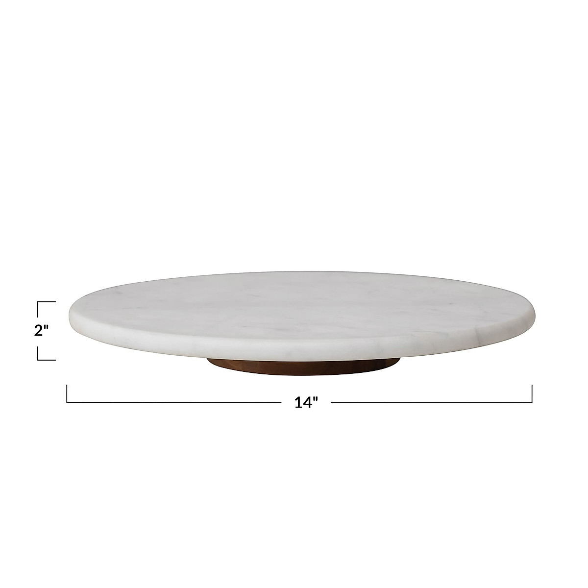 Creative Co-Op Marble Lazy Susan with Acacia Wood Base Serveware, 14"L x 14"W x 2"H, Natural