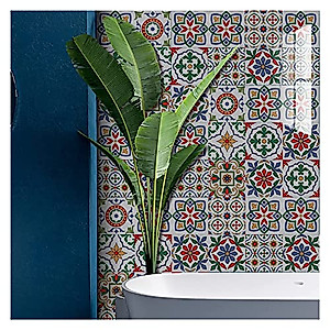 Tile Stickers Country Style Green Stick On Tiles Bathroom PVC Self Adhesive Wall Tiles Kitchen Stick On Wall Tiles Waterproof Peel and Stick Floor Tiles Self Adhesive Tiles for Walls
