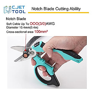 C.JET TOOL 8" Stainless Angle Type Electrician Scissors Heavy Duty Professional for Aluminium Copper Soft Cable