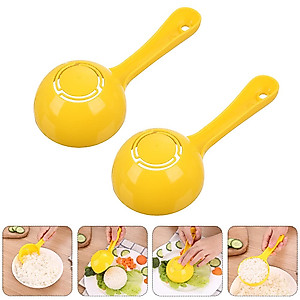 2Pcs Yellow Rice Paddle Scoop Mold For Rice Ball Making,Non-stick Sushi Mold Rice Ball Scooper Rice Spatula Kitchen Gadge for Home Kitchen Serving Spoon for Rice Sushi Making Rice and Potato Servers