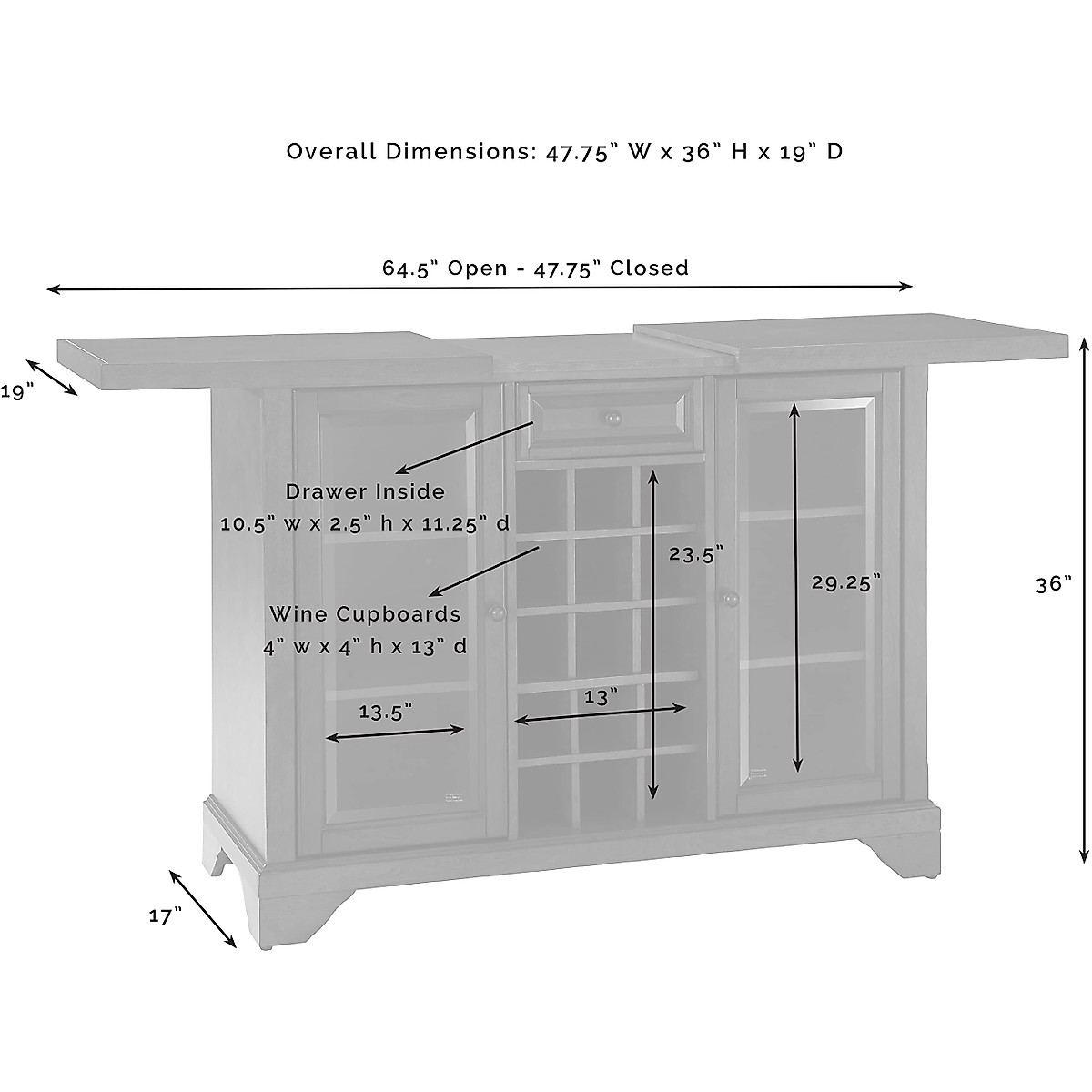 Crosley Furniture Alexandria Sliding Top Bar Cabinet with Storage Shelves, Drawer, and Wine Rack, Vintage Mahogany