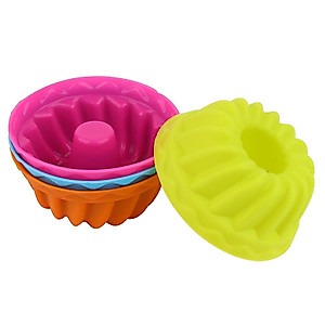 Hapivida Silicone Cupcake Molds, 12Pcs Mini Fluted Round Silicone Baking Mold Silicone Donut Pans, Non-stick Reusable Mini Pumpkin Silicone Cupcake Baking Cups