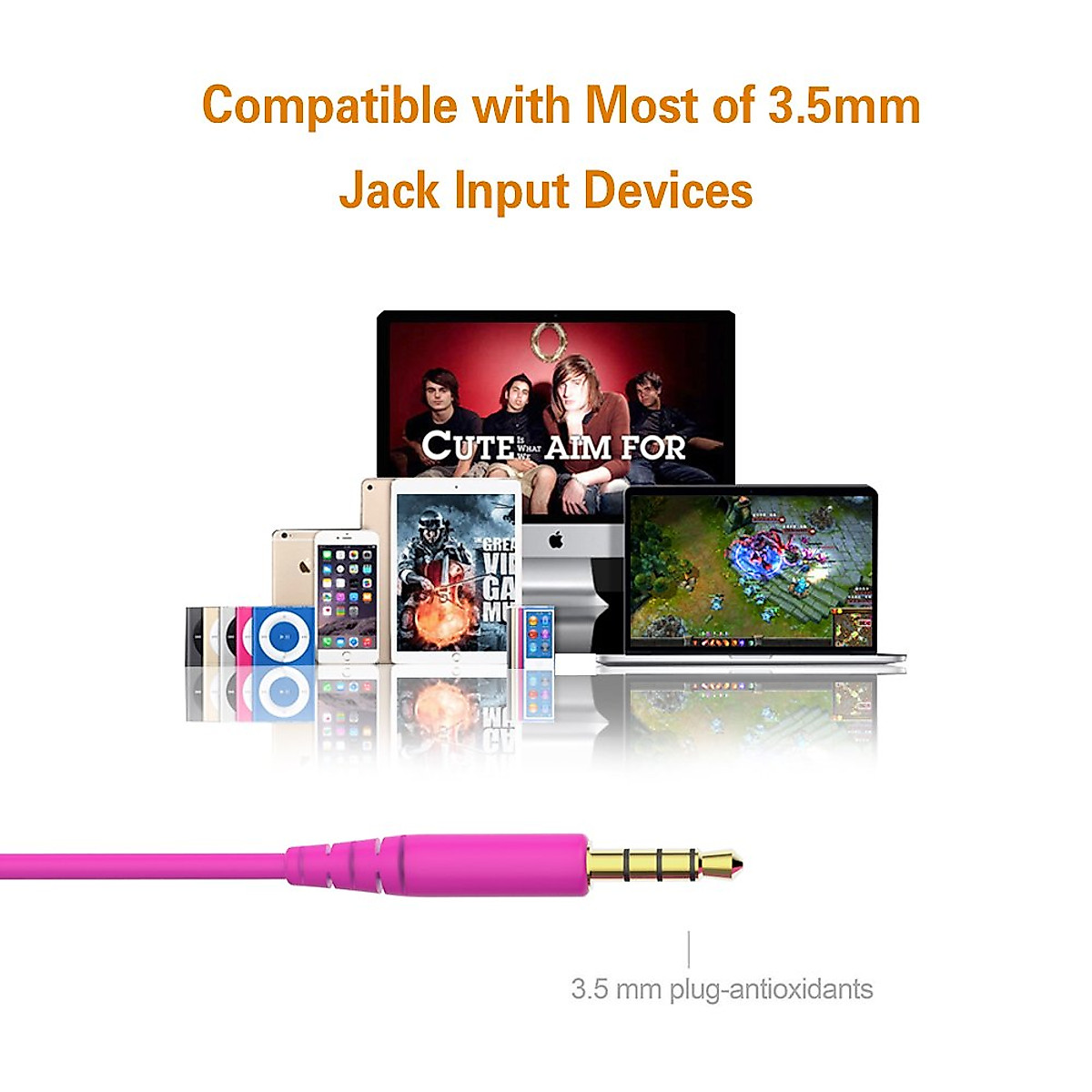 MAXROCK (TM Super Mini Total Soft Silicon Earbuds Headphones with Mic Music Sleep Choice for Cellphones Ipad Tablet Mp3 Laptop and Most 3.5mm Audio Player (Pink)