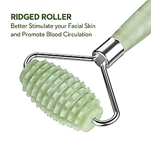 kimkoo Jade Roller and Gua Sha Set for Face-3 in 1 Kit with Facial Massager Tool,100% Real Natural Jade Stone Facial Roller Anti Aging,Face Beauty Set for Eye Anti-Wrinkle