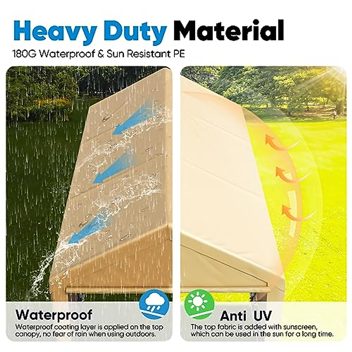 Quictent 10’x20’ Heavy Duty Car Canopy Carport Galvanized Car Shelter with Reinforced Steel Cables and Ground Bars