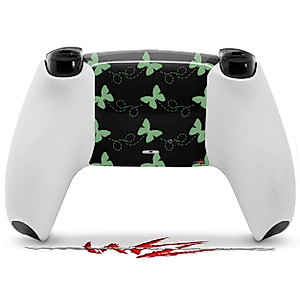 WraptorSkinz Skin Wrap compatible with Sony PS5 DualSense Controller Pastel Butterflies Green on Black (CONTROLLER NOT INCLUDED)