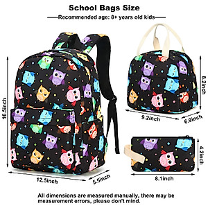 Esfoxes Owl School Backpack for Girls, Kids Teens School Bags Bookbags Set with Lunch Bag Pencil Bag