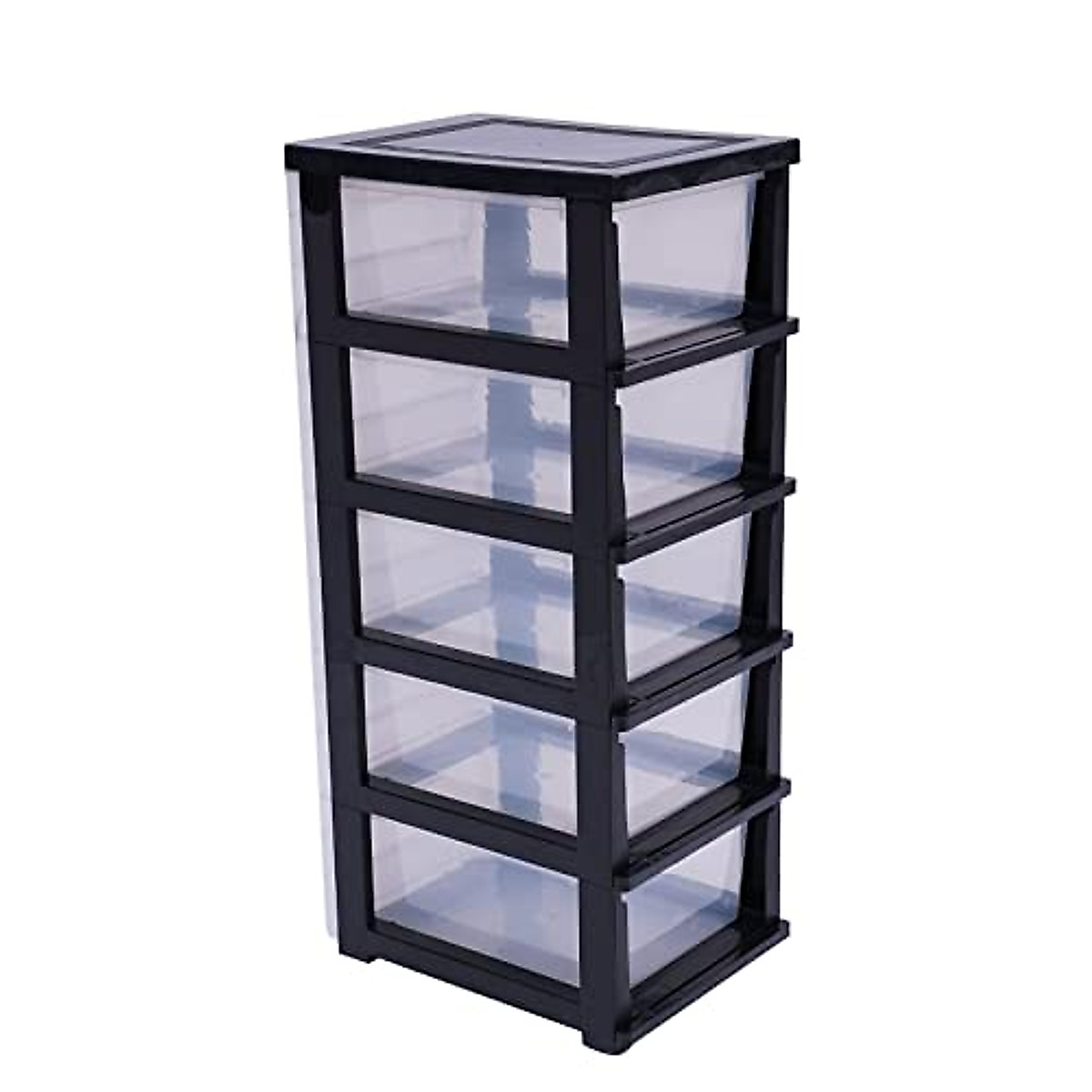 YIYIBYUS Plastic Drawers Storage Cabinet with 5 Drawers Modern Transparent PP Vertical Closet Drawers Tall Dresser Organizer for Bedroom Playroom for Storing Clothes Towels Toys