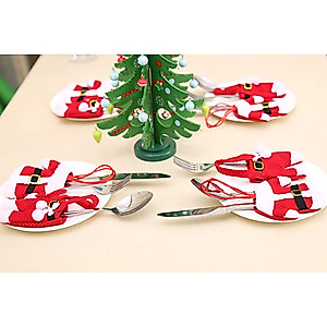 Kaxich 8pcs Christmas Cutlery Holders Suit Silverware Pockets Knifes Forks Tableware Decor Bag Storage Covers Christmas Xmas Party Decorations