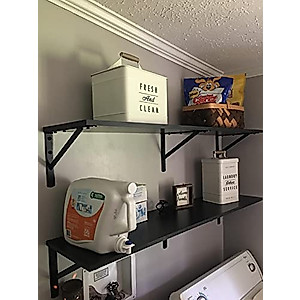 HOME MASTER HARDWARE Heavy Duty Shelf Brackets 12 inch x 8 inch Metal Shelves Supports 90 Degree Triangle Wall Mount Angle L Bracket for Floating Shelving with Screws Black 10-Pack