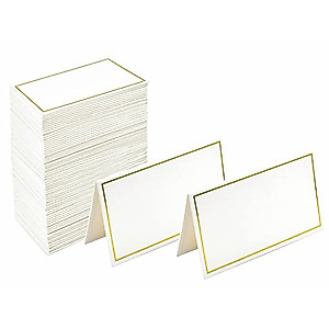 JABINCO Place Cards Pack of 100 - Small Tent Cards with Gold Foil Border - Perfect for Weddings, Banquets, Events,Table Cards,Name Cards