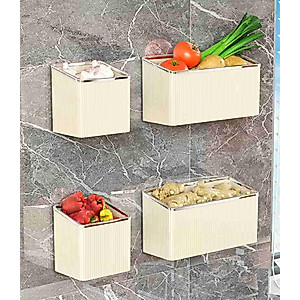 Qushy Floating Shelves Wall Bin Organizer Adhesive Wall Mounted Plastic Storage Organizer No Drilling Hanging Storage Containers Makeup Organizer Shelf for Office, Kitchen, Home