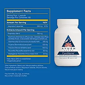 Ayush Herbs Carditone, Doctor-Formulated Natural Ayurvedic Herbal Supplement, Trusted for Over 30 Years, 60 Vegetarian Caplets