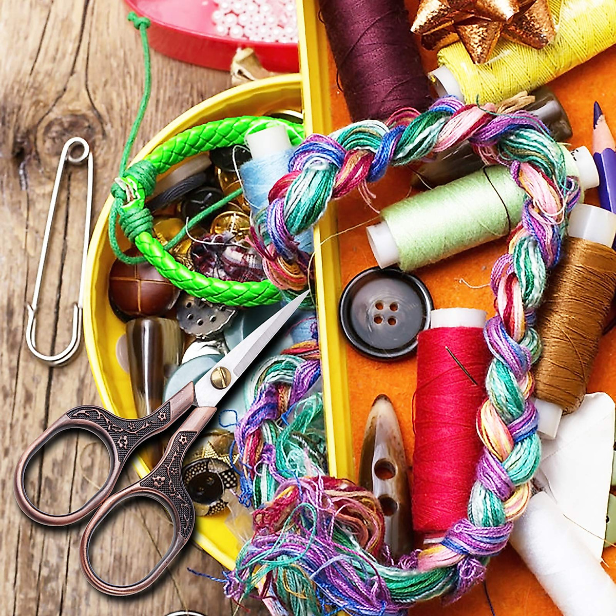 2pcs Vintage Stainless Steel Cuticle Precision Embroidery Scissors Beauty Grooming for Nail, Facial Hair, Eyebrow, Eyelash, Nose Hair, Moustache, Manicure Crochet Threading Tool