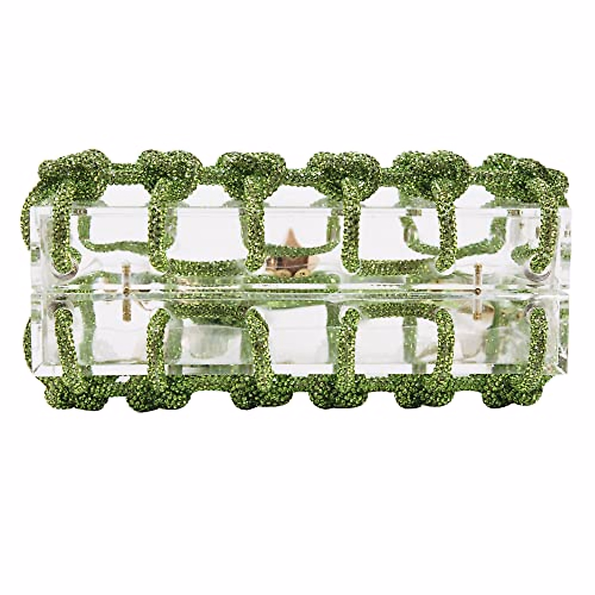 Diamante hand Bag. Rhinestone Evening bag. Hardbodied acrylic handbag. Gift for her. Sparkling rope handbag(Green