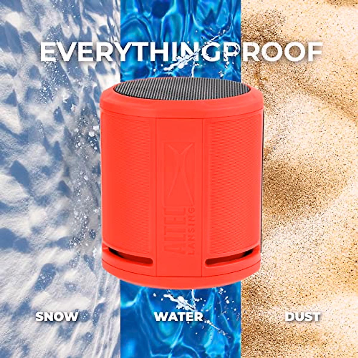 Altec Lansing HydraOrbit - Waterproof Bluetooth Speaker, Lightweight & Portable Speaker for Travel & Outdoor Use, Red