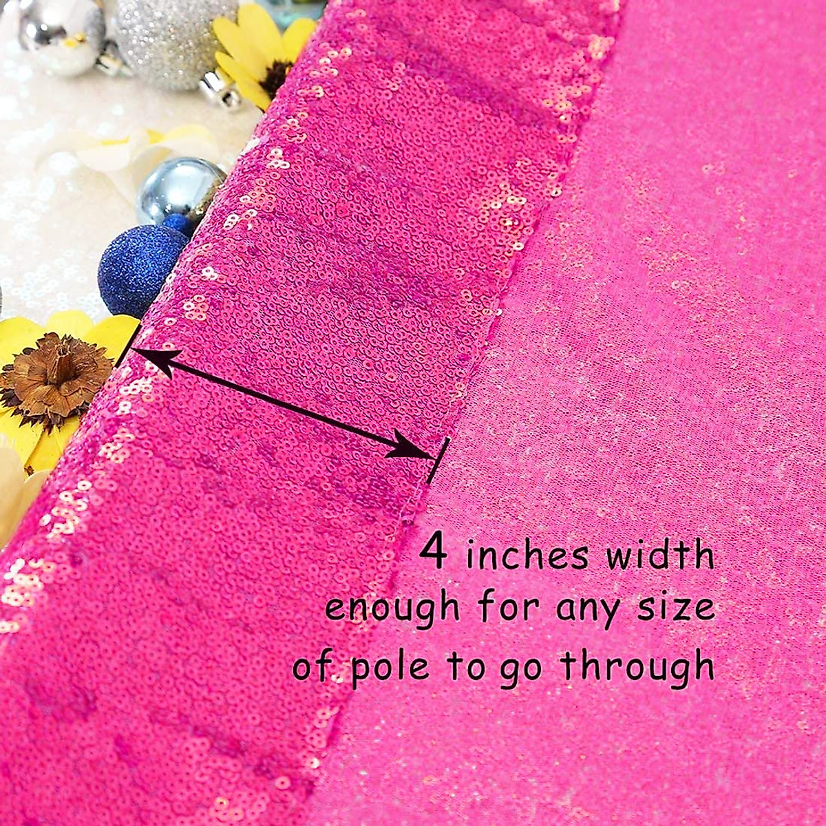 PartyDelight Hot Pink 2FT X 8FT Sparkly Sequin Backdrop Curtains, 2 Panels, for Wedding, Party, Room Decorations.