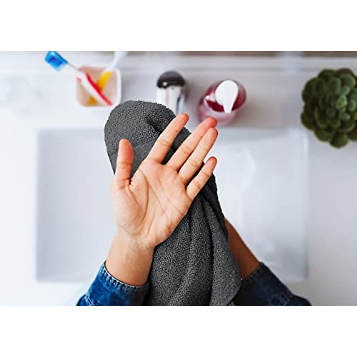 Utopia Towels Premium Bundle - Cotton Washcloths Grey (12x12 inches),Pack of 12 with Grey Hand Towels (16 x 28 inches), Pack of 6