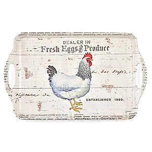 Pimpernel On The Farm Collection Large Handled Tray | Serving Tray for Lunch, Coffee, or Breakfast | Made of Melamine for Indoor and Outdoor use | Measures 18.9" x 11.6" | Dishwasher Safe