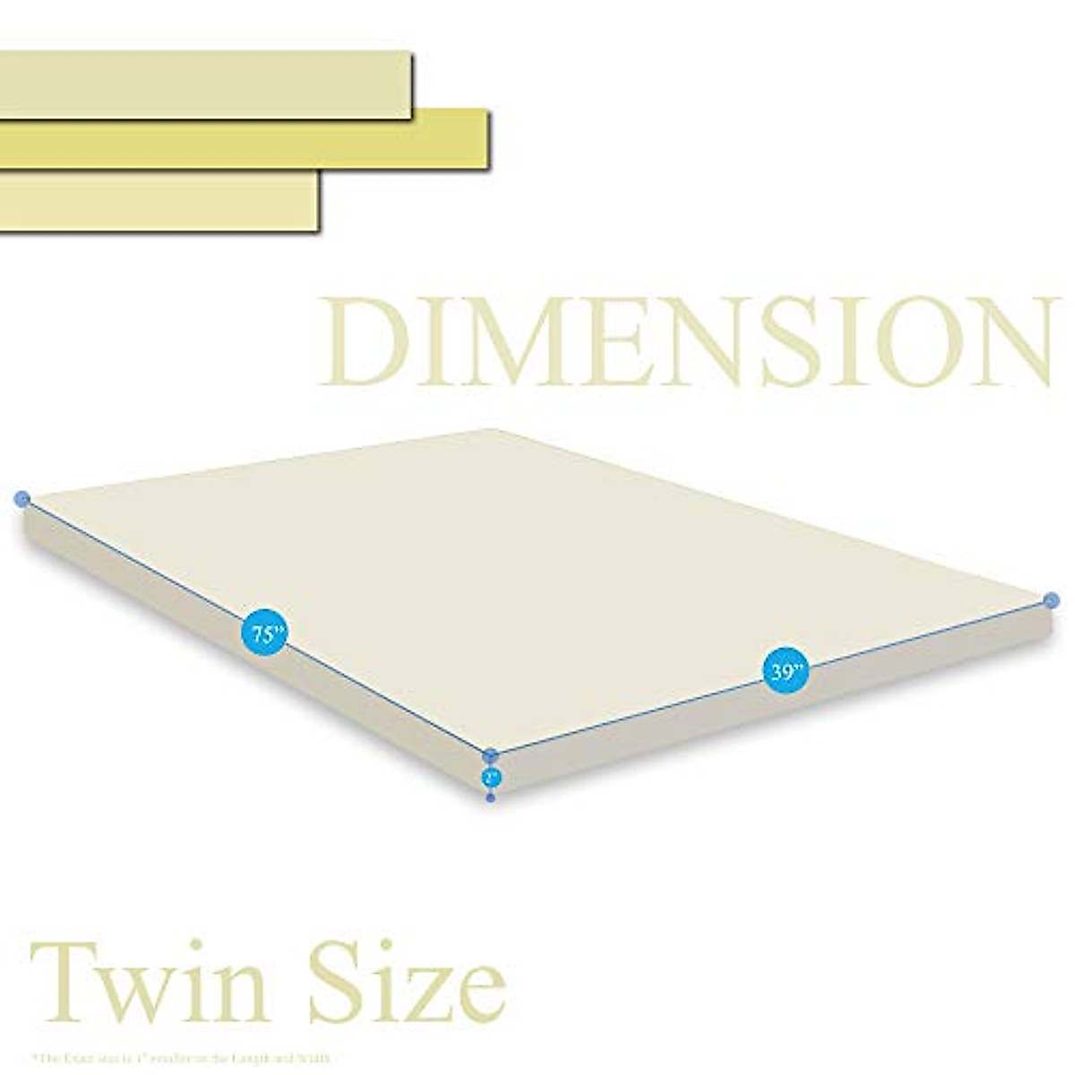Mattress Solution 2-Inch High Density Foam Topper,Adds Comfort to Mattress, Twin, white