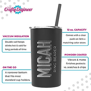 The Crafty Engineer Personalized Flower Girl and Ring Bearer Tumbler with Straw (Seafoam)