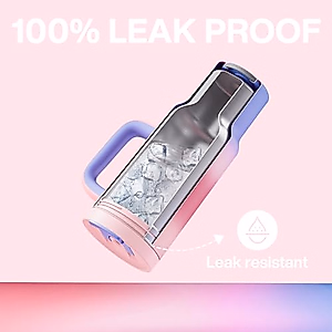 ENCOOL 40 oz Tumbler with Handle and Straw, 100% Leakproof Insulated Tumbler with Lid and Straw, Stainless Steel Travel Mug, Keeps Cold for 34 Hours, Car Cup Holder Friendly (Evening Glow)