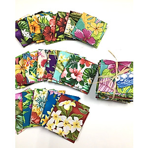 Hawaiian Print Tropical Fat Quarter Bundles 20 Pieces 5 Yards Total No Duplicates