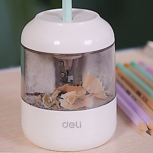 Deli Electric Pencil Sharpener,1 Year Warranty,Suitable for 6-8mm Pencils/ Colored Pencils,5,000 Times for Blade,Children's Gift (Glacier White)