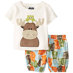 Mud Pie Baby-Boys Newborn Moose/Owl Diaper Cover Set, Multi, 0-6 Months