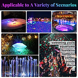 PTFJZ Swimming Pool Light- Floating Pool Lights with 8 Modes Lighting Underwater Waterproof Decorative Lights for Pool Pond Fountain Garden Party Decoration Accessories (2pcs)