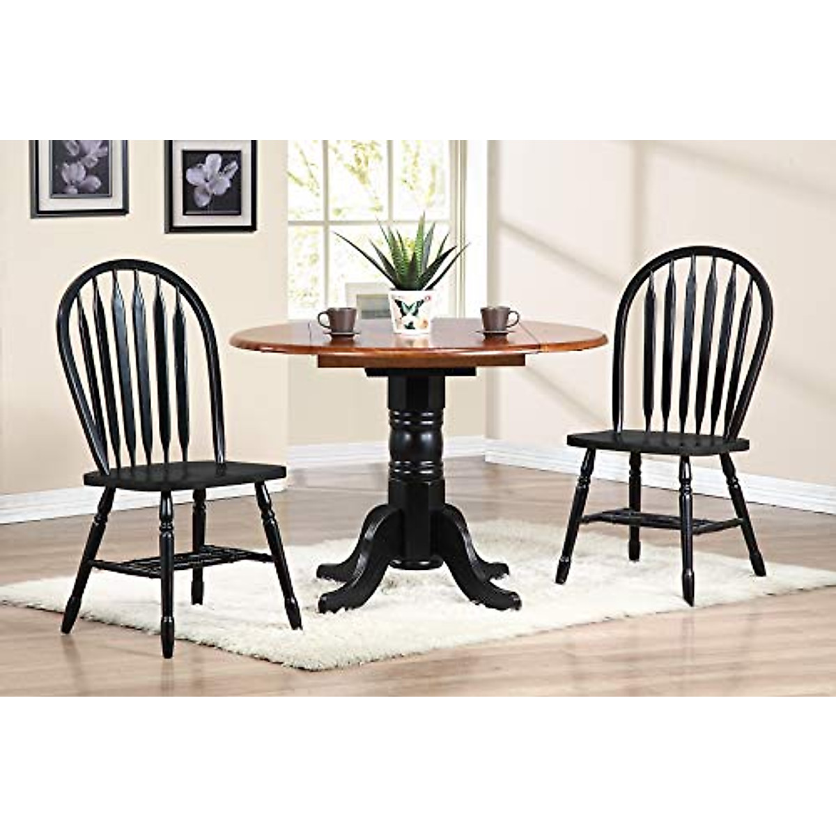 Sunset Trading Black Cherry Selections Dining Chairs, Distressed Antique rub Through