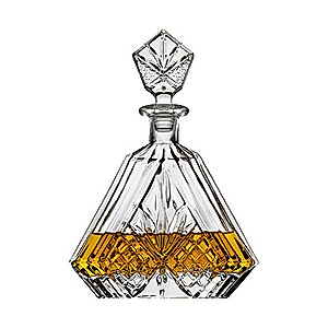Whiskey Decanter Set with 2 Old Fashioned Whisky Glasses for Liquor Scotch Bourbon or Wine - Irish Cut Triangular Clear