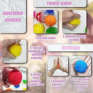 QPEY 60 PCS Water Soaker Balls, Reusable Water Balloons for Outdoor Toys and Games, Summer Fun Activities for Pool, Beach, Yard Games for Kids and Adults