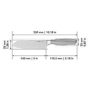 HENCKELS Modernist Razor-Sharp Hollow Edge Santoku Knife 5 inch, German Engineered Informed by 100+ Years of Mastery, Gray