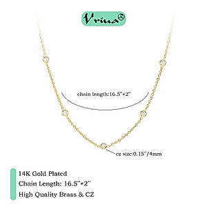 VRIUA Gold Necklace for Women,Dainty Gold Necklace 14K Gold Plated Gold Necklace for Women Diamond Necklaces for Women Everyday Jewelry Necklaces for Women
